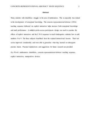 The Effect of the Concrete-Representational-Abstract Mathematical ...