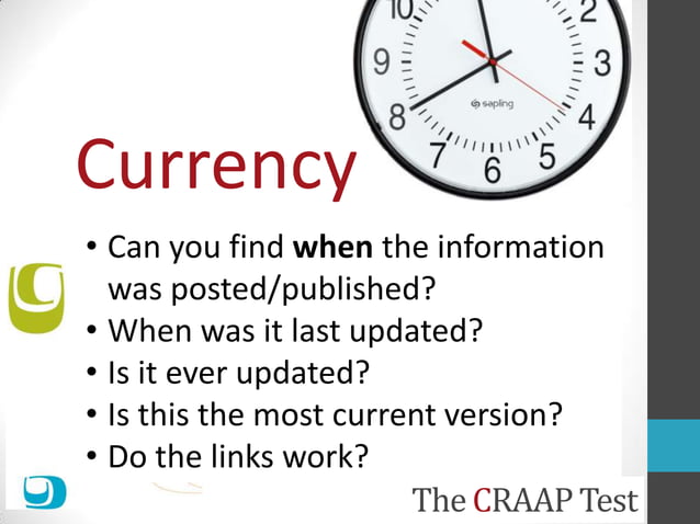 The Craap Test for evaluating resources | PPTX | Educational Assessment ...