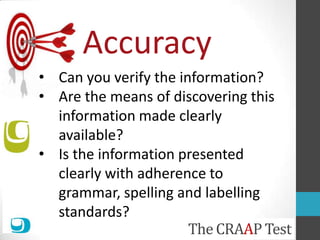 The Craap Test for evaluating resources | PPTX