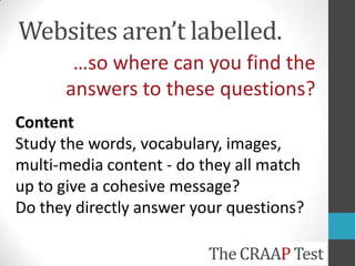The Craap Test for evaluating resources | PPTX