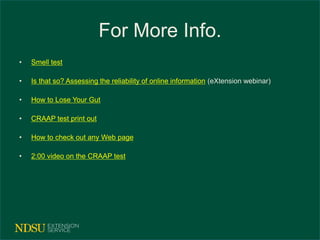 Evaluating Online Information: Sift Out the CRAAP | PPT
