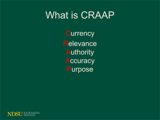 Evaluating Online Information: Sift Out the CRAAP | PPT