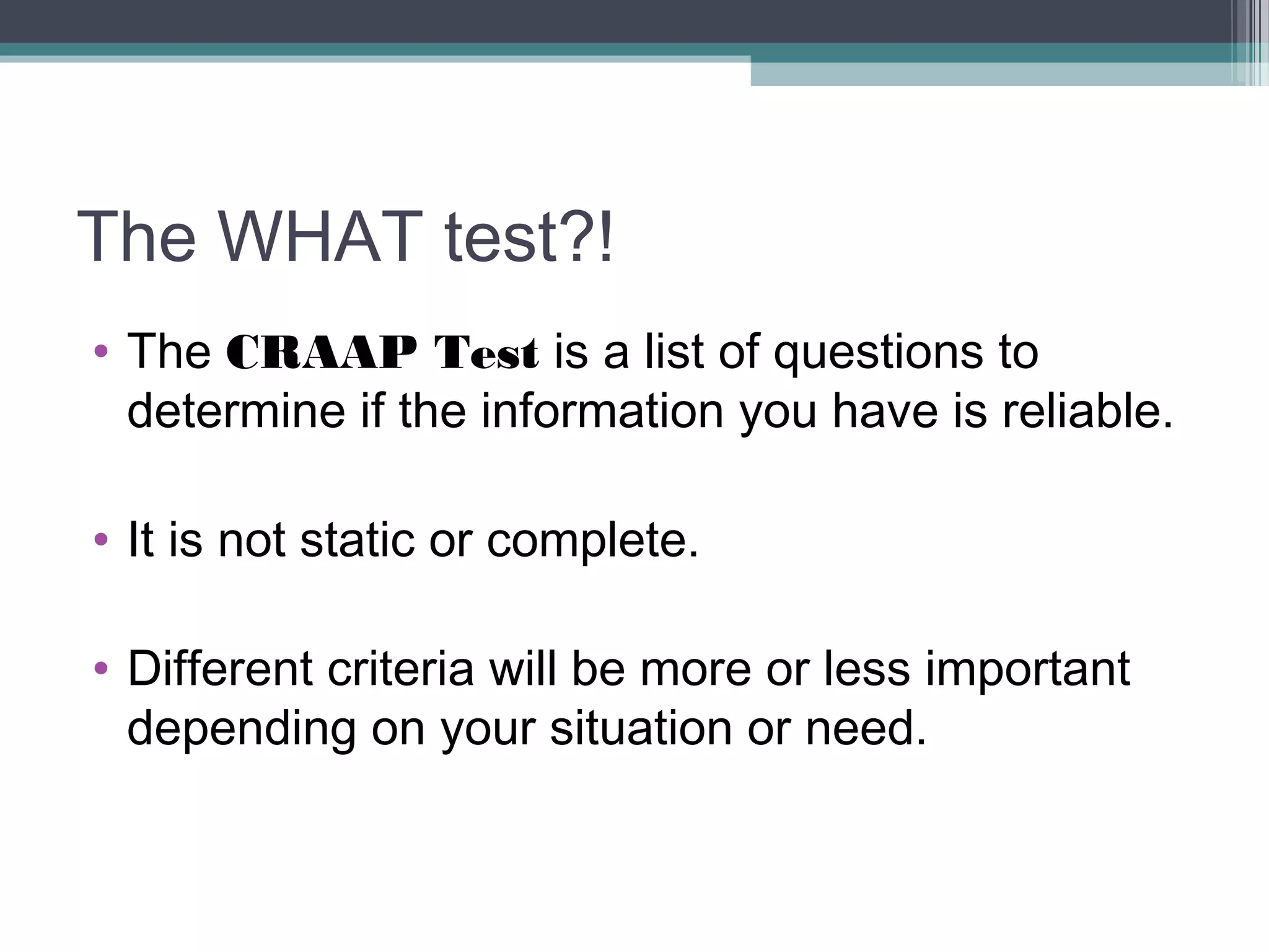 CRAAP Test PowerPoint | PPT