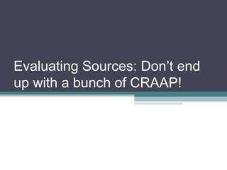CRAAP Test PowerPoint | PPT