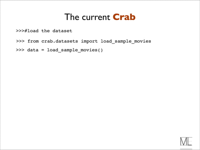 Crab: A Python Framework for Building Recommender Systems | PDF