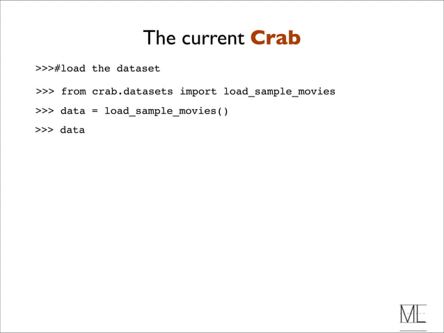 Crab: A Python Framework for Building Recommender Systems | PDF
