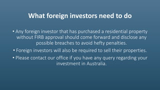 Crackdown on foreign investors | PPTX