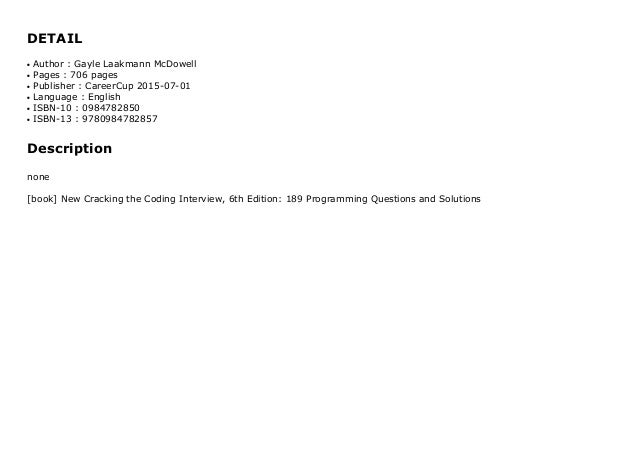 [book] New Cracking the Coding Interview, 6th Edition: 189 Programming ...