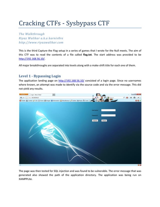 Cracking CTFs The Sysbypass CTF | PDF