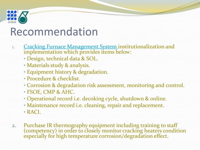 Cracking furnace management system (inspection and monitoring ...