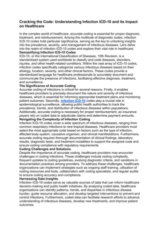 Understanding Infection ICD-10 and its Impact on Healthcare.docx