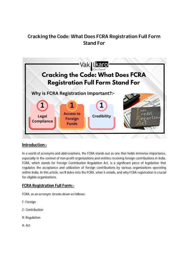 Cracking the Code- What Does FCRA Registration Full Form Stand For | PDF | Business | Business ...
