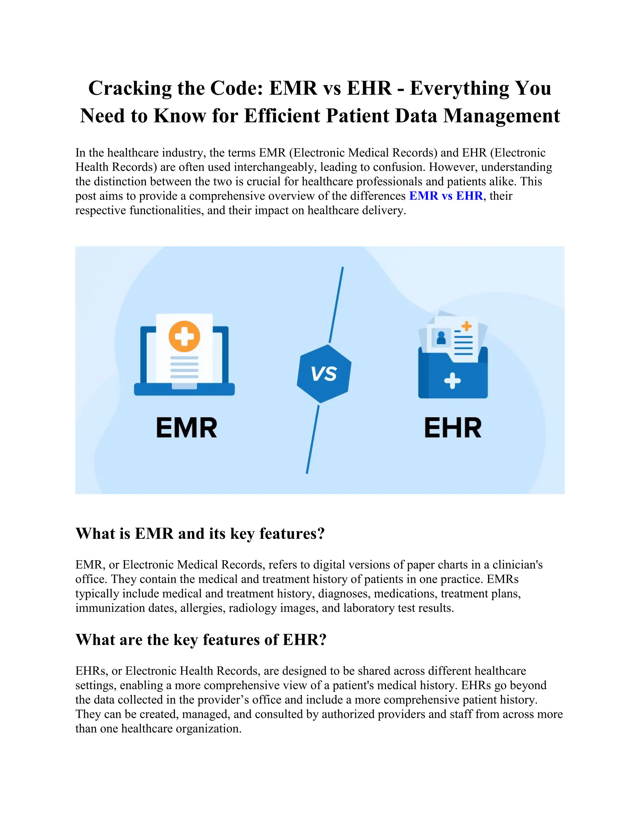 Cracking the Code EMR vs EHR - Everything You Need to Know for ...
