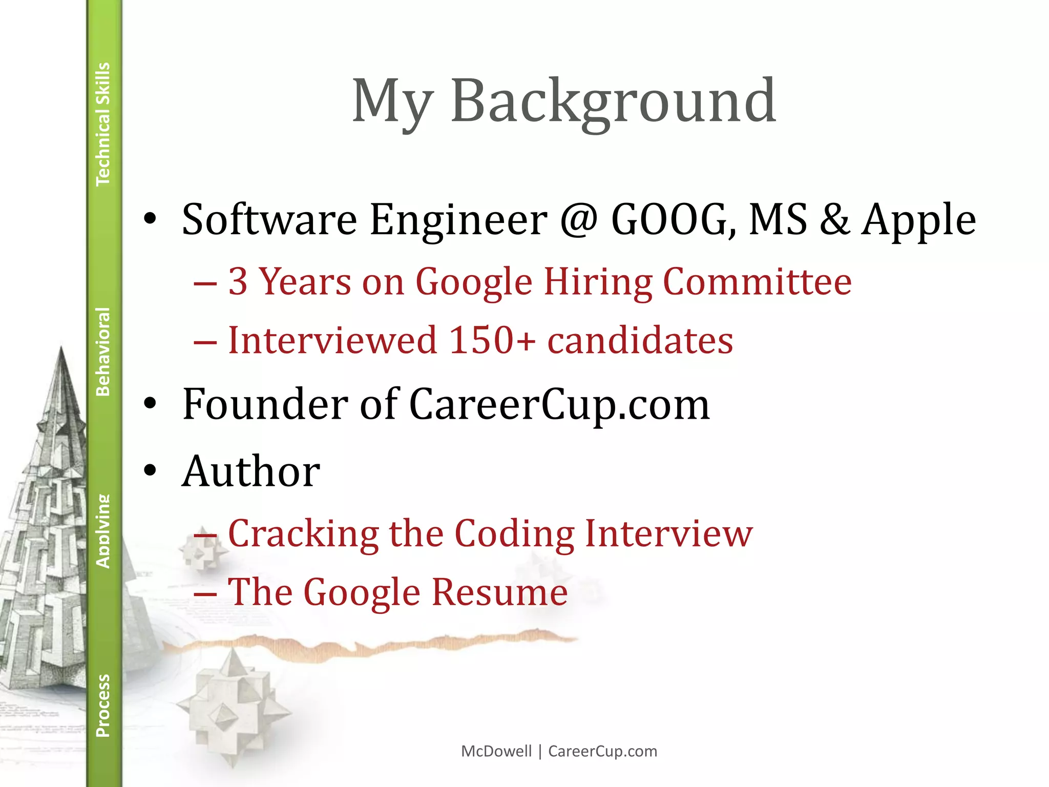 Gayle McDowell: Cracking the coding interview | PPTX