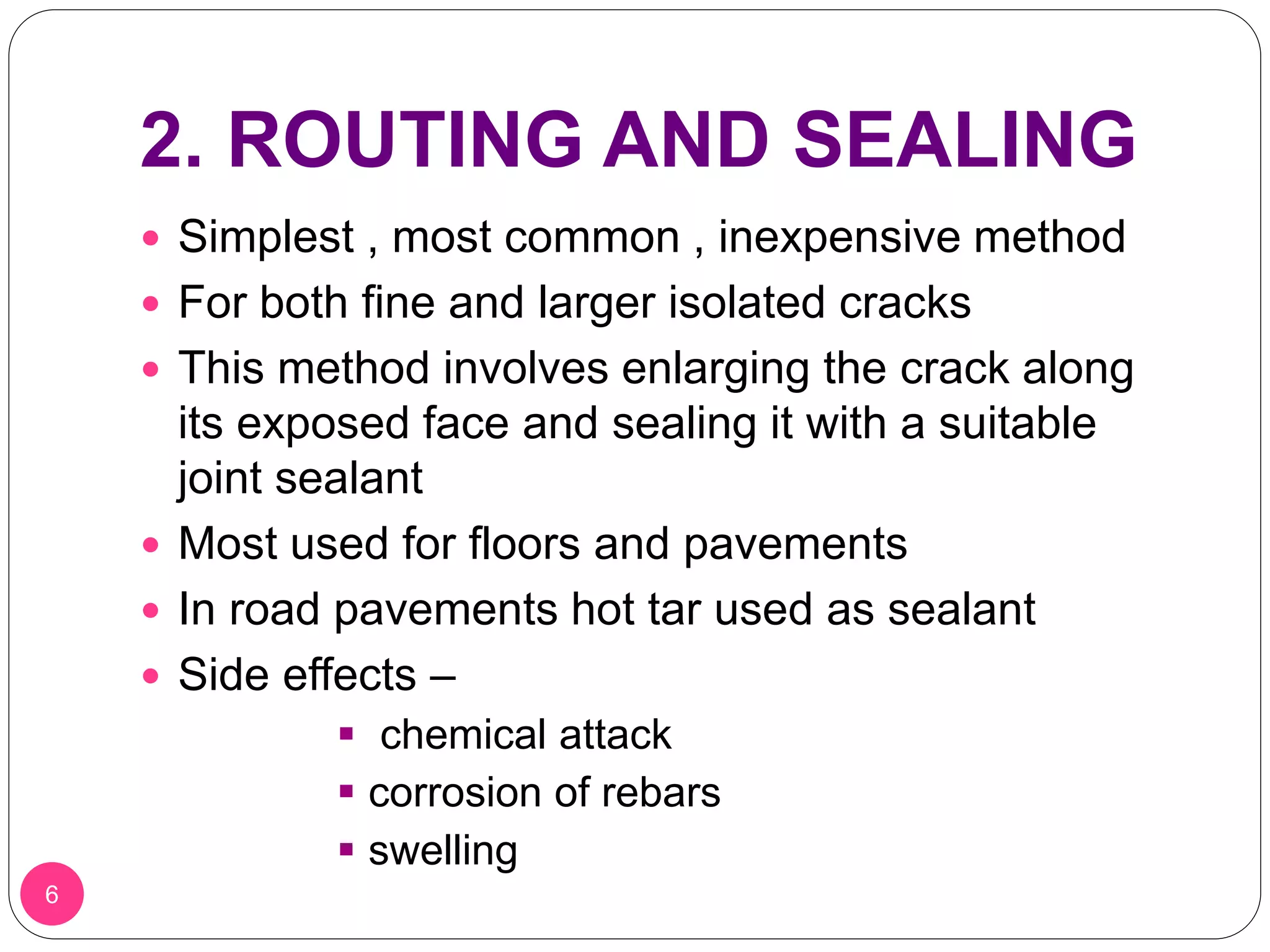 Crack repair techniques | PPTX