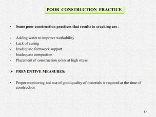 Cracks in concrete and its remedial measures | PPTX
