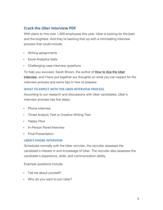 Uber Interview Questions and Process: How to Pass Easily | PDF