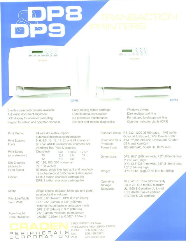 teller printer- Craden dp8 9 - Alistech | PDF