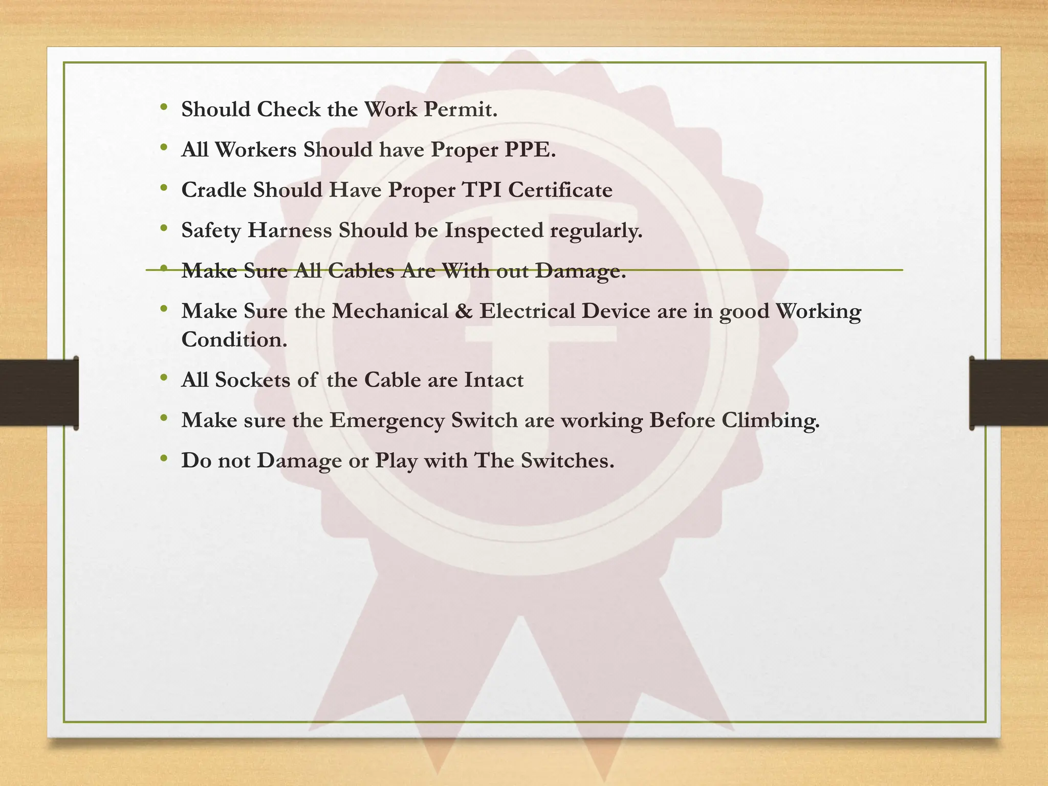 Cradle Operator Safety Training ppt .ppt