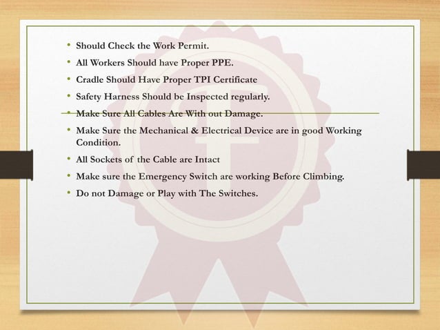 Cradle Operator Safety Training ppt .ppt