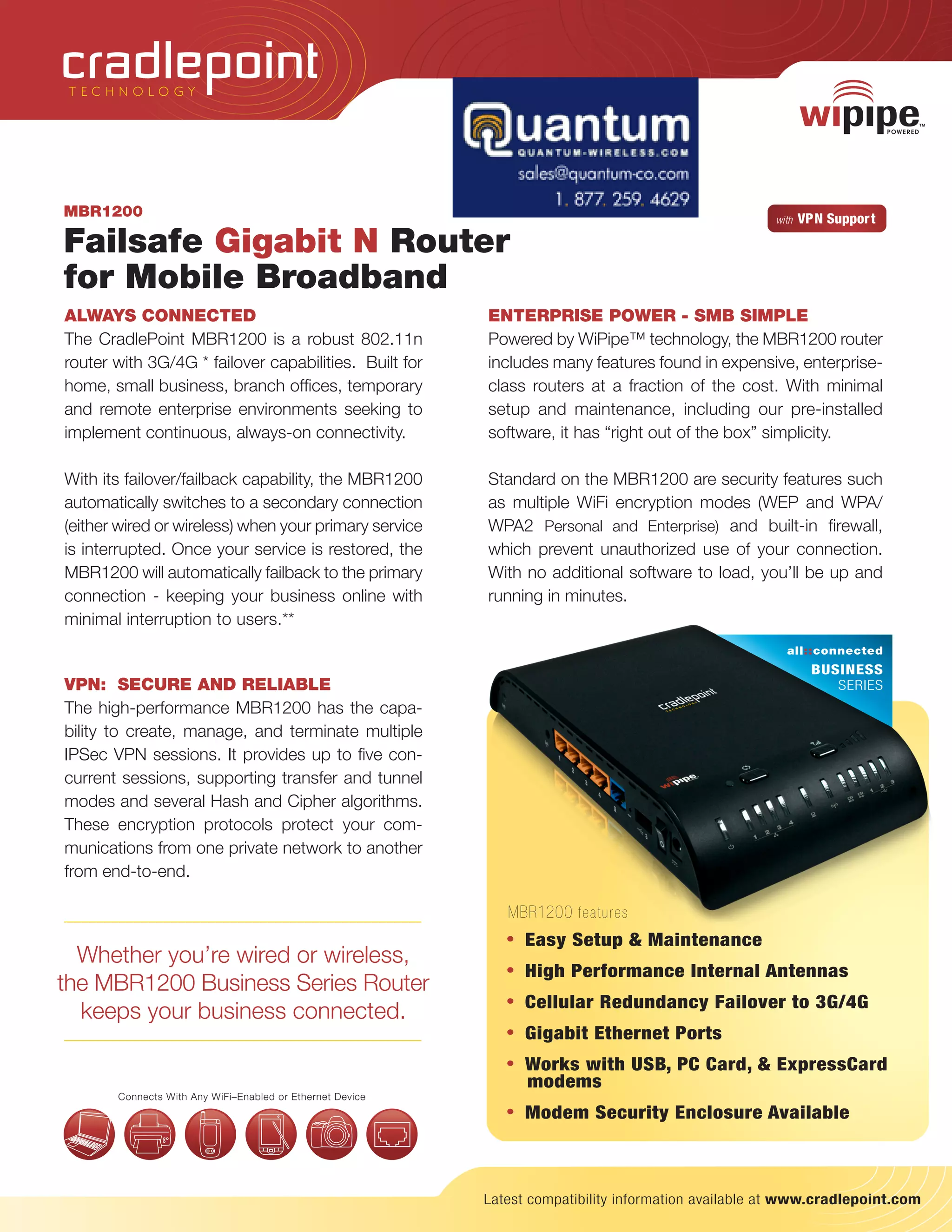 Cradle Point (Mbr1200) (Quantum-Wireless.com) | PDF