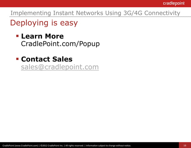 Speed to Deployment: Implement Instant and Pop-up Networks Using Flexible 3G/4G Connectivity | PPT