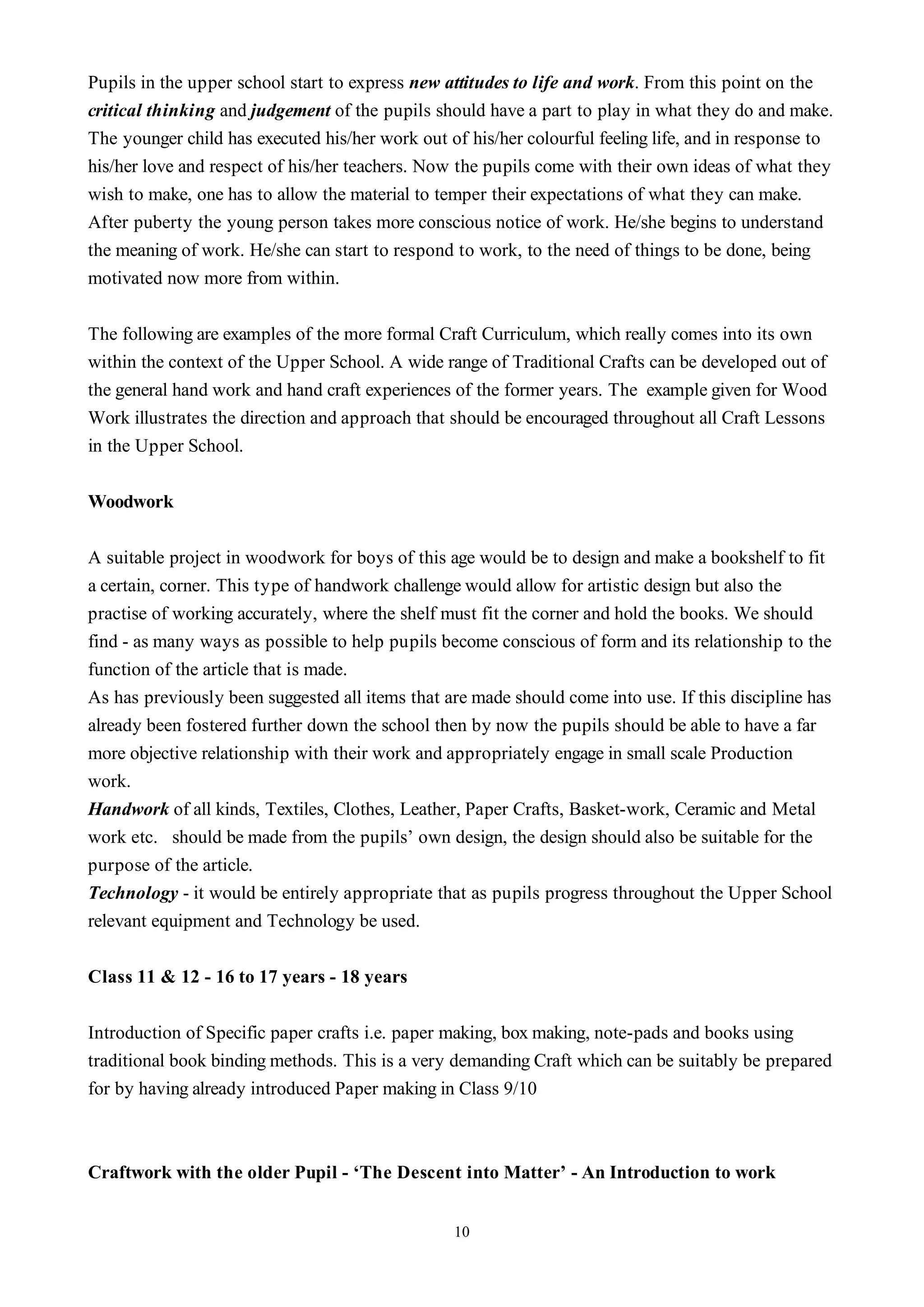 THE WALDORF HAND WORK & CRAFT CURRICULUM | PDF