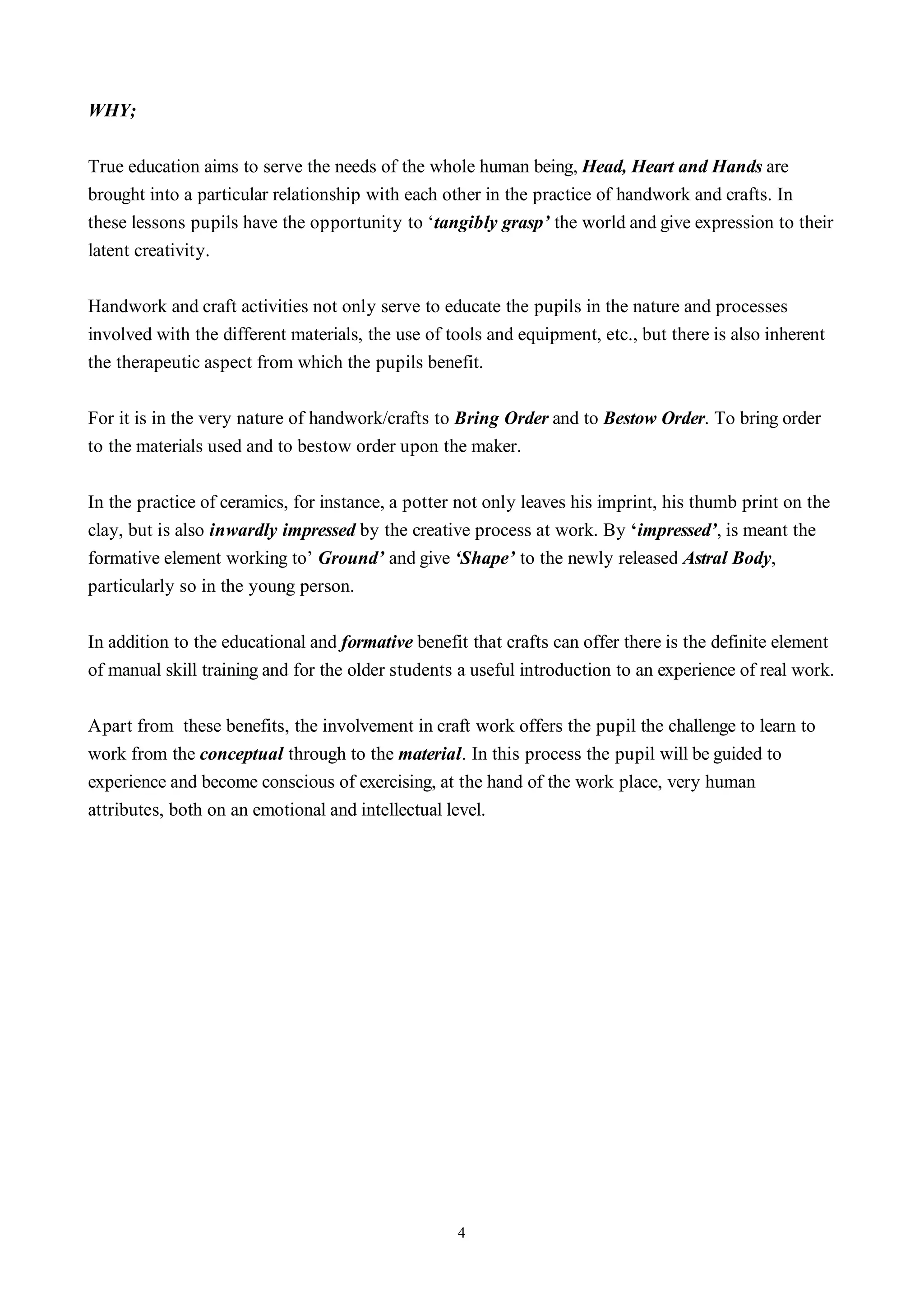 THE WALDORF HAND WORK & CRAFT CURRICULUM | PDF