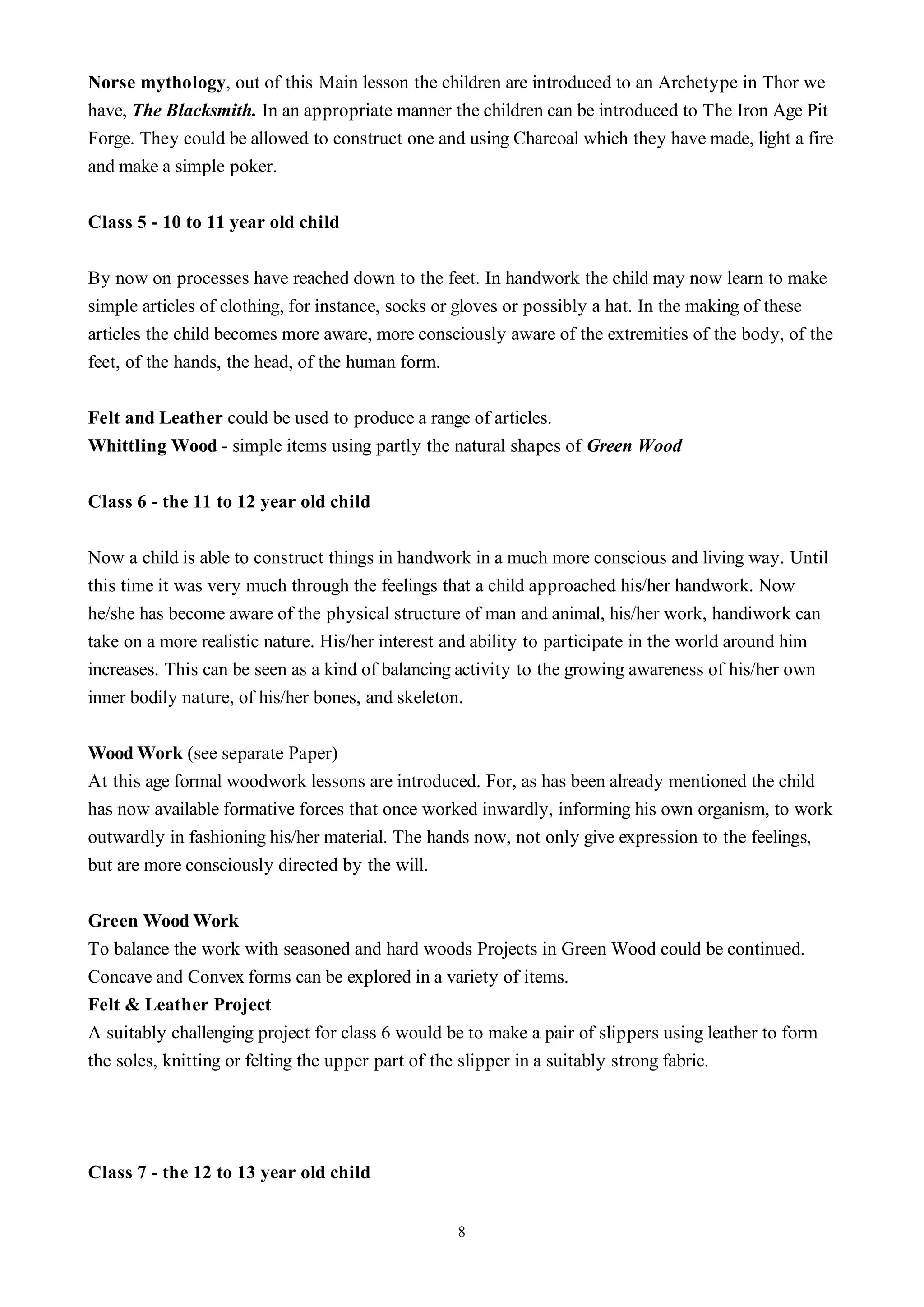 THE WALDORF HAND WORK & CRAFT CURRICULUM | PDF