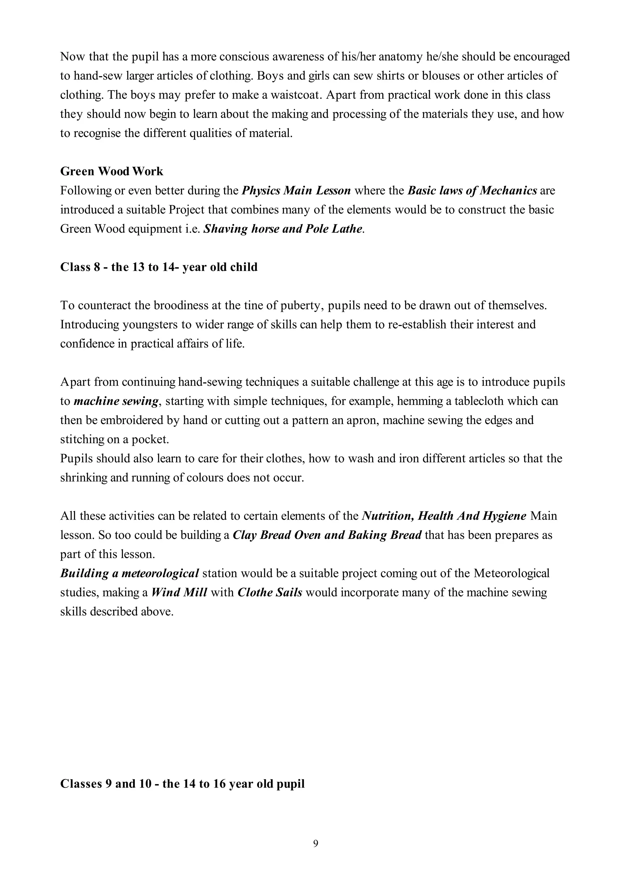 THE WALDORF HAND WORK & CRAFT CURRICULUM | PDF