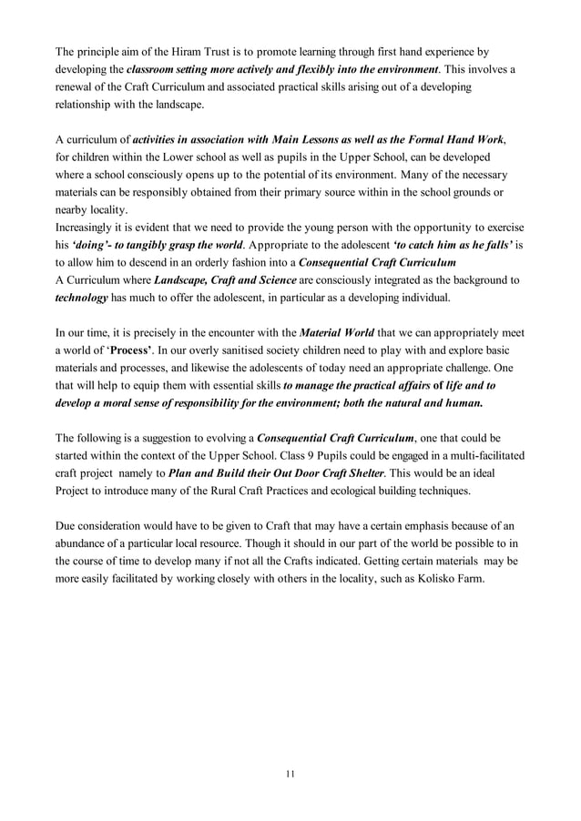 THE WALDORF HAND WORK & CRAFT CURRICULUM | PDF