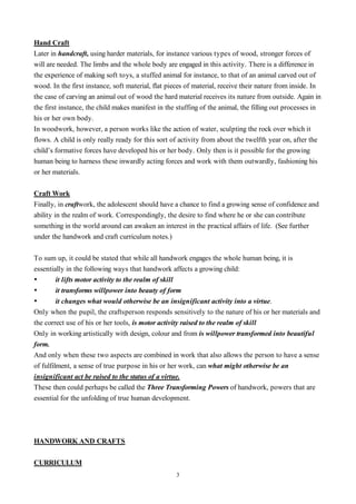 THE WALDORF HAND WORK & CRAFT CURRICULUM | PDF