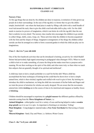 THE WALDORF HAND WORK & CRAFT CURRICULUM | PDF