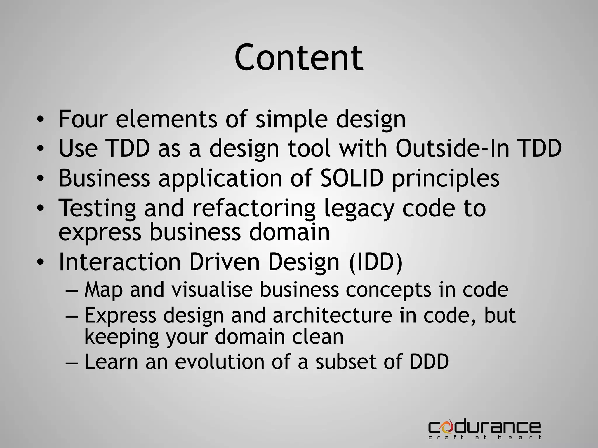 Codurance Courses: Crafted Design | PDF