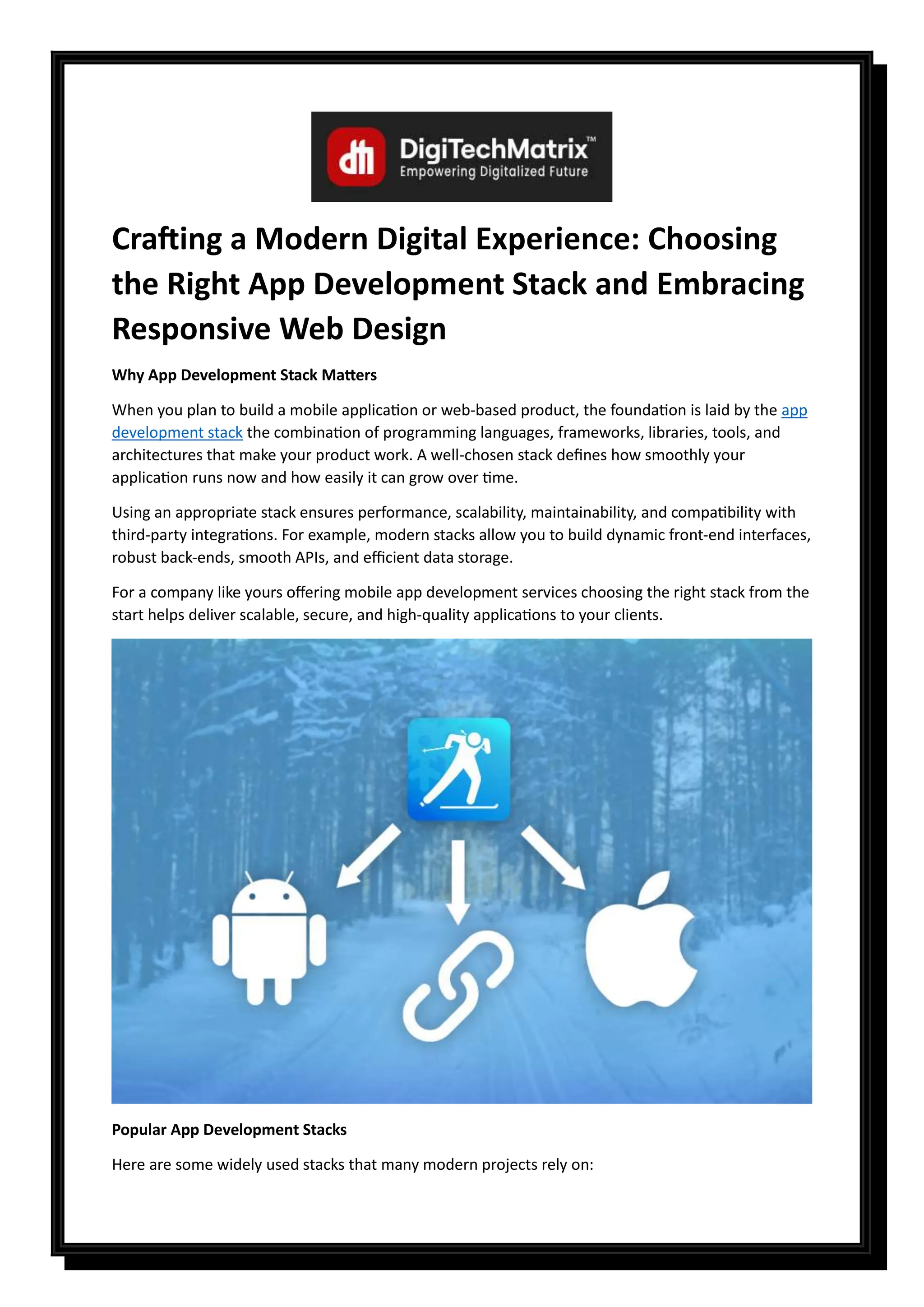 Crafting a Modern Digital Experience Choosing the Right App Development Stack and Embracing ...