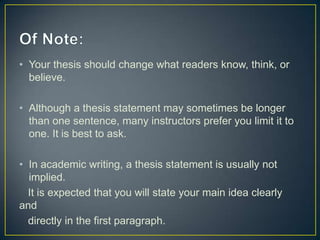 Crafting a thesis statement | PPTX