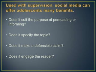 Crafting a thesis statement | PPTX