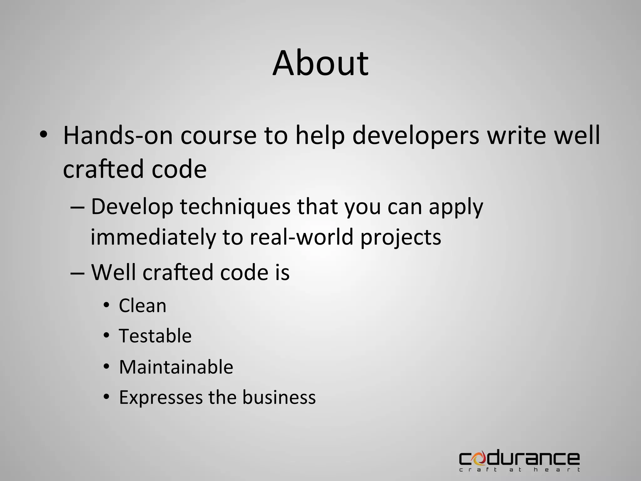 Codurance Courses Crafting Code Ppt