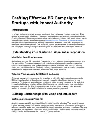 Crafting Effective PR Campaigns for Startups with Impact Authority.docx ...