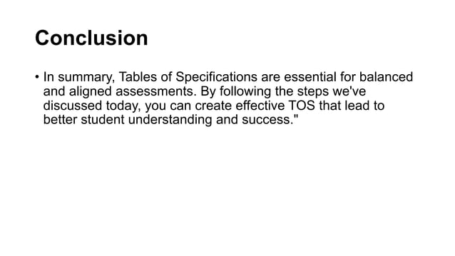 Crafting Effective Tables of Specifications (TOS).pptx Crafting Effective Tables of Specifications (TOS).pptx