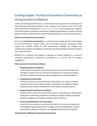 Crafting Insights The Role of Investment Commentary in Driving Investor ...