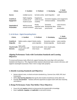 Crafting Performance Tasks with Rubrics Per Quarter Enhancing Student ...