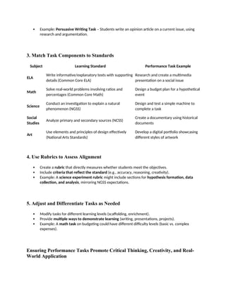 Crafting Performance Tasks with Rubrics Per Quarter Enhancing Student ...