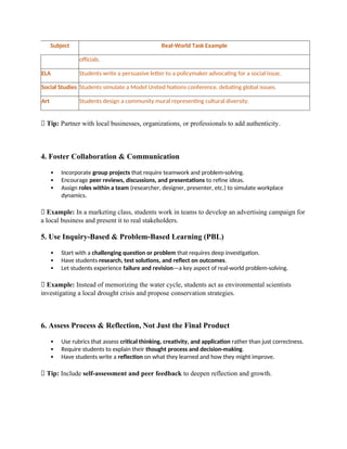 Crafting Performance Tasks with Rubrics Per Quarter Enhancing Student ...