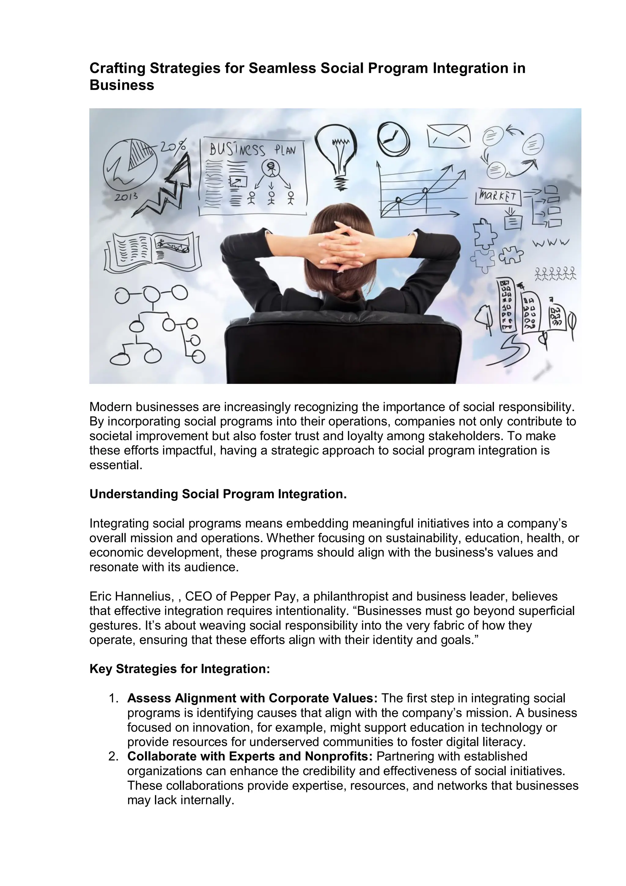 Crafting Strategies for Seamless Social Program Integration in Business ...