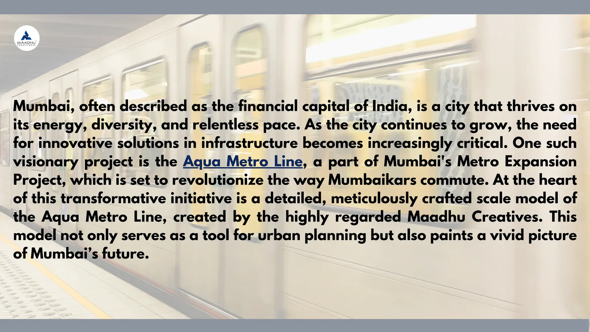 Crafting the Future of Mumbai Maadhu Creatives Presents the Aqua Metro ...