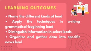 Crafting the Good Lead for course Campus Journalism | PDF