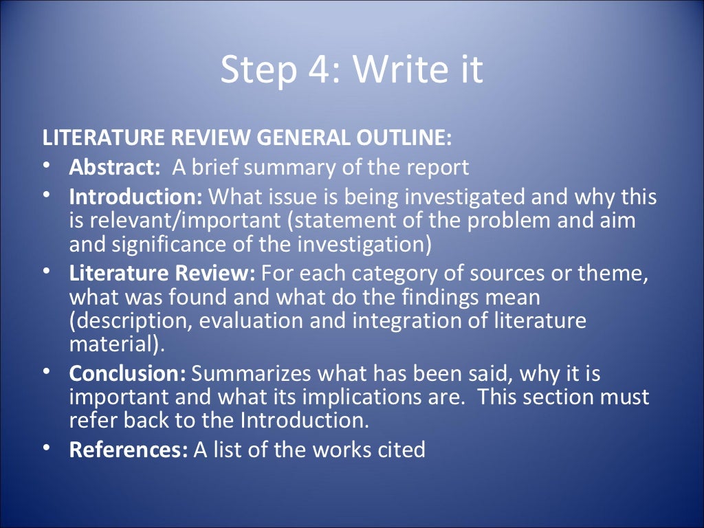 Crafting the literature review