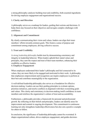 Crafting Your Leadership Philosophy: A Blueprint for Success | PDF