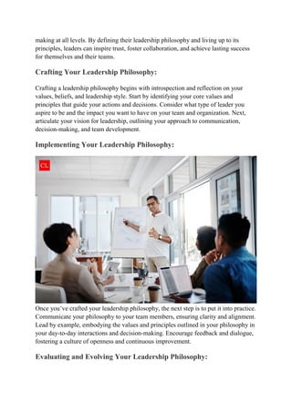 Crafting Your Leadership Philosophy: A Blueprint for Success | PDF